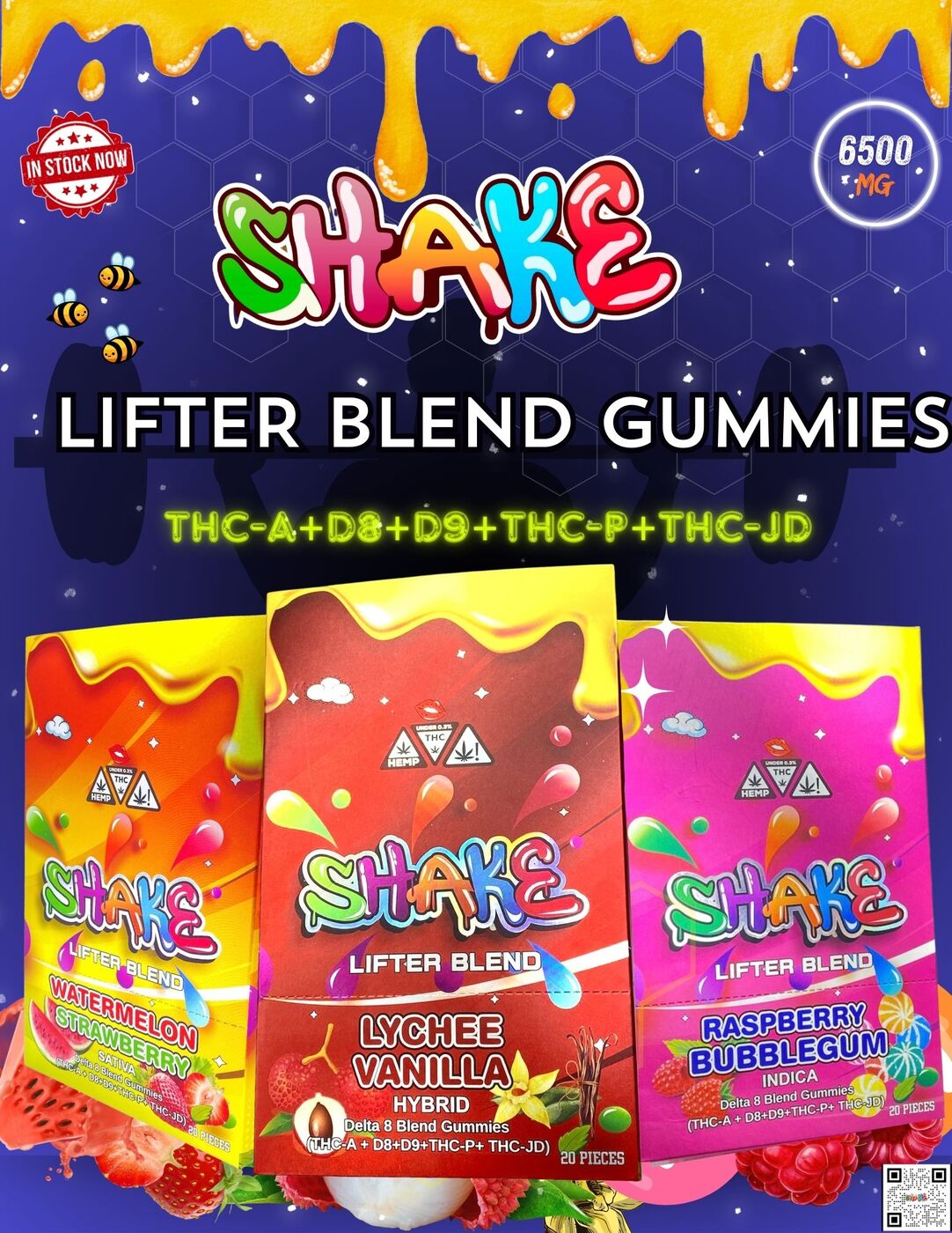 SHAKE LIFTER BLEND THC-A+D9+D9+THC-P+THC-JD GUMMIES 20 PCS| 6500MG
