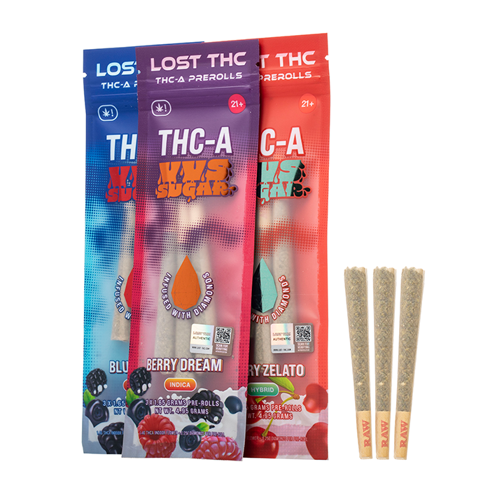 LOST THC VVS SUGAR DIAMOND THC-A 3X1.65 GRAMS PRE ROLLS 10CT BOX
