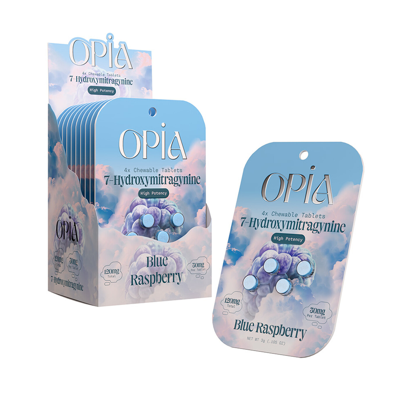 OPIA 7 HYDROXYMITRAGYNINE 30MG HIGH POTENCY CHEWABLE TABLET 4PK 10CT