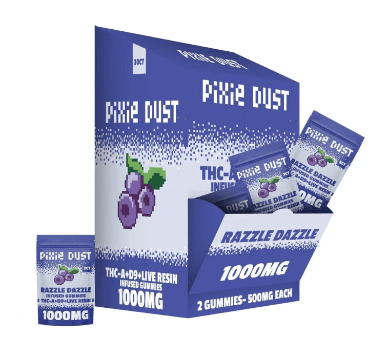 PIXIE DUST THC-A+D9+LIVE RESIN INFUSED GUMMIES 500MG EACH | 2PK | 30CT