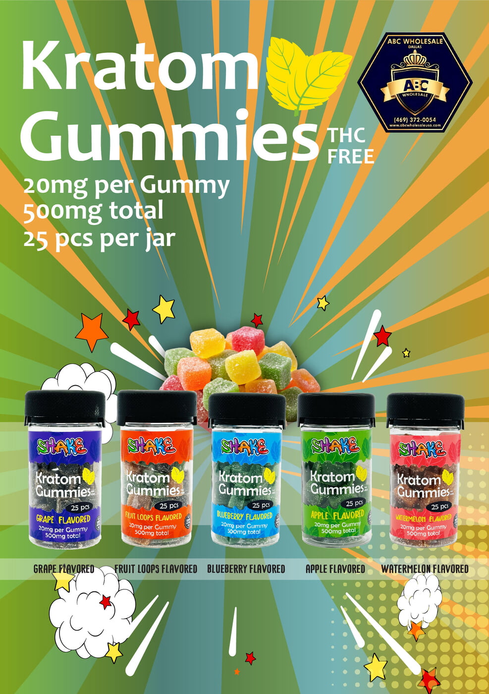 SHAKE KRATOM GUMMIES | 25PCS | 20MG GUMMY | 500MG TOTAL