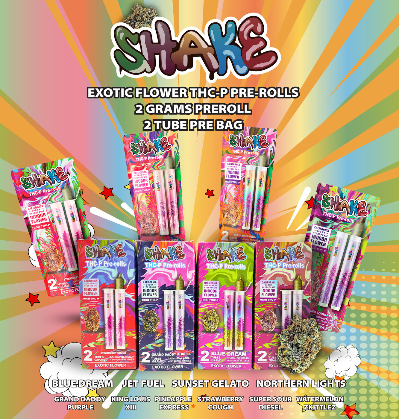 SHAKE EXOTIC THC-P PRE ROLLS 10CT