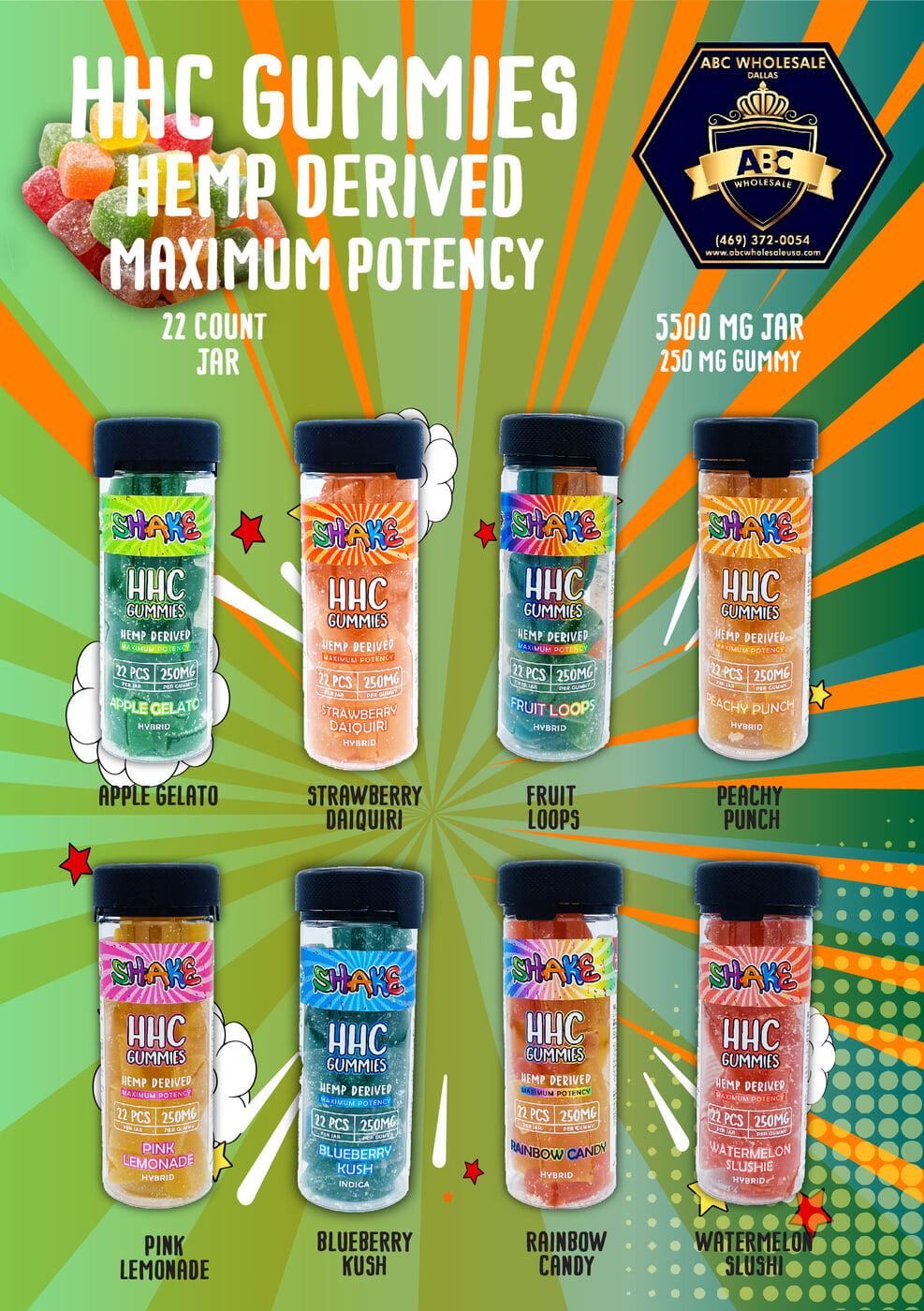 SHAKE HHC GUMMIES | 22PCS | 250MG GUMMY | 5500 TOTAL