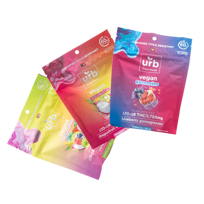 URB D10+D8 THC VEGAN GUMMIES 50MG/PC 35CT BAG 1750MG