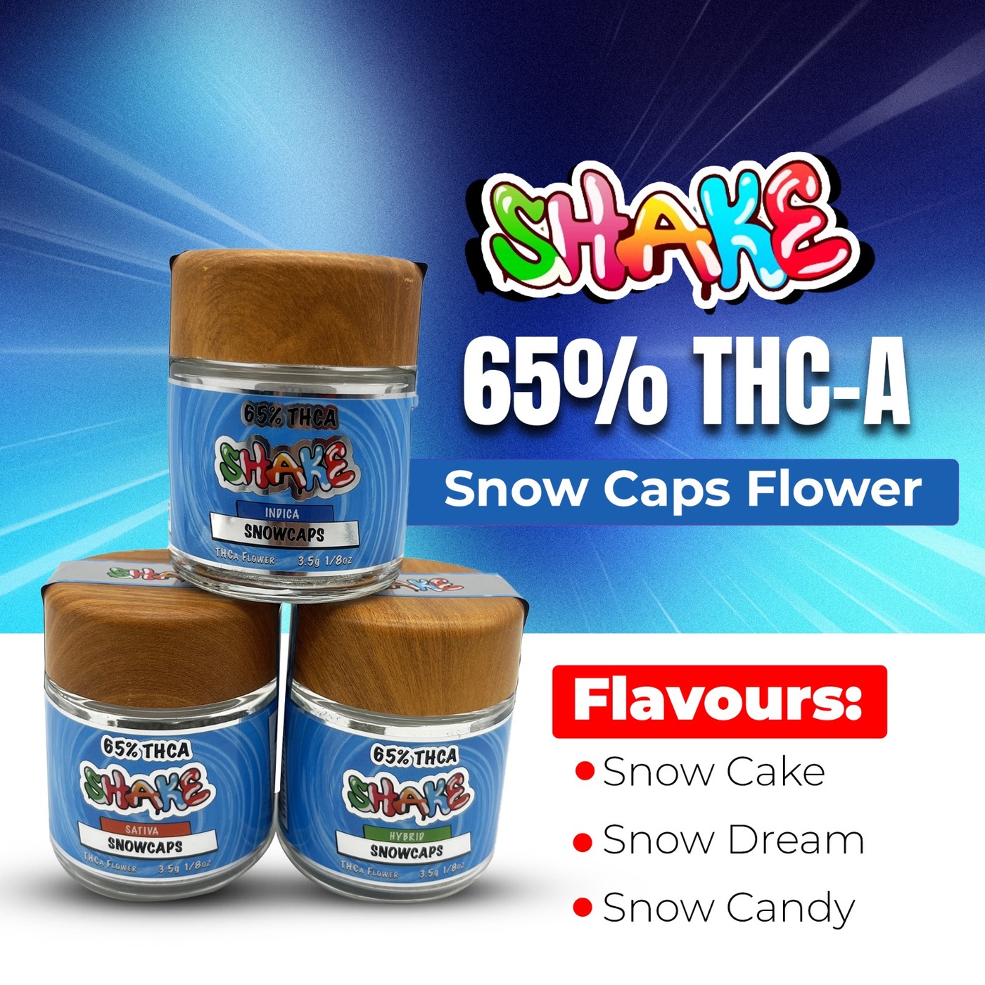 SHAKE SNOW CAPS 65%THCA FLOWER | 3.5GM