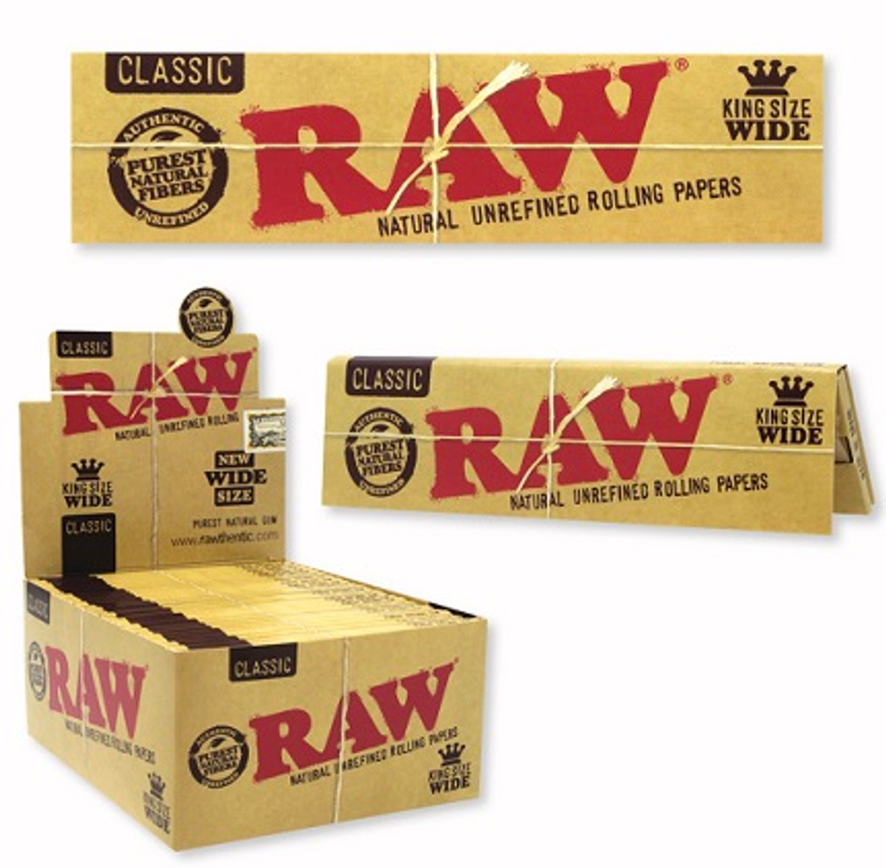 RAW CLASSIC KING SIZE WIDE ROLLING PAPER | 33PK | 50PCS
